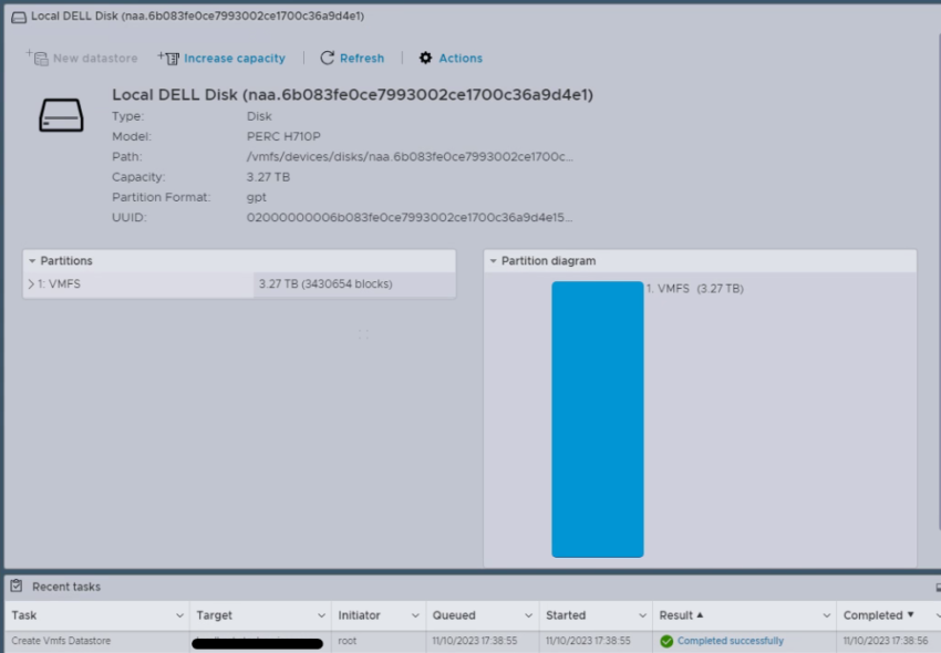 Creating Vmfs Datastore Fails With Failed To Update Disk Partitions For Vmfsdevicesdisks