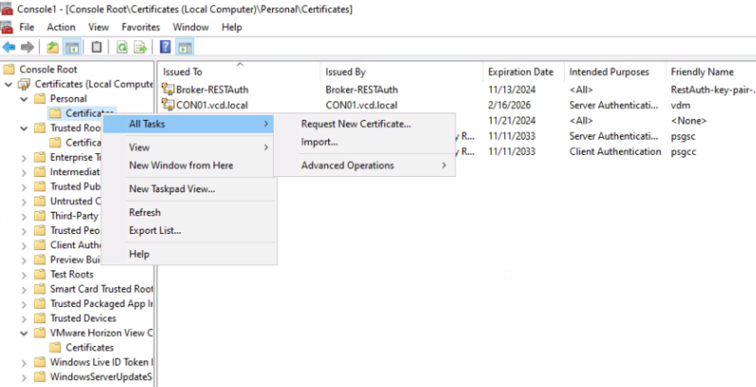 How To Configure Horizon Connection Server Certificate Vcloudies