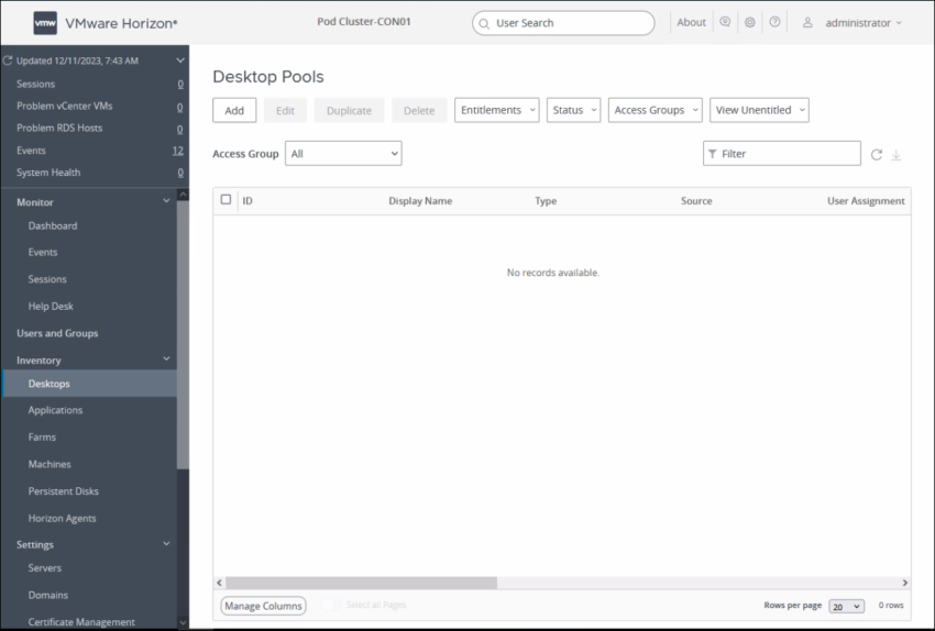 How to create a Desktop pool with Horizon 8.11? - vCloudies